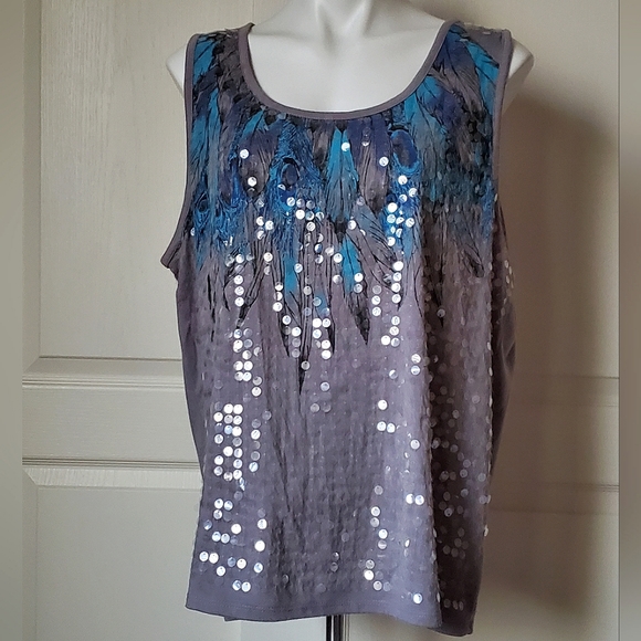 Cato | Tops | Cato Woman 2224 Feather Sequins Tank Top | Poshmark